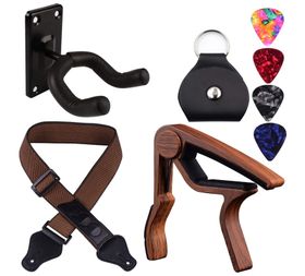 Guitar Capo Strap Hanger Rosewood Color Capo Pure Cotton Guitar Strap ...