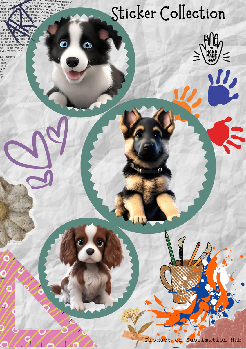 Sublimation Hub Cute Puppies Vinyl Stickers | Shop Today. Get it ...