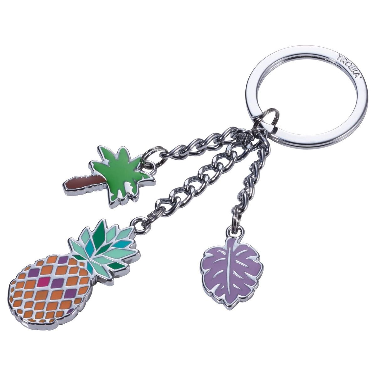 TROIKA Keyring with Pineapple, Palm Tree and Tropical Leaf Charms ...
