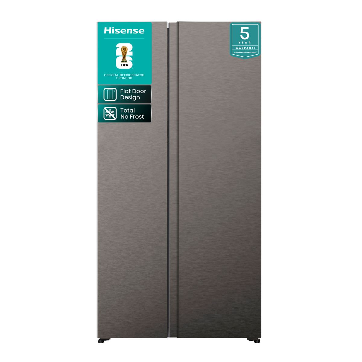 Hisense 543L Frost Free Side by Side Fridge Freezer PureFlat Stainless ...
