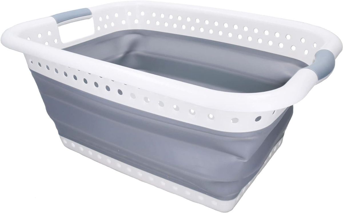 Grey, White Plastic Square Laundry Basket | Shop Today. Get it Tomorrow ...