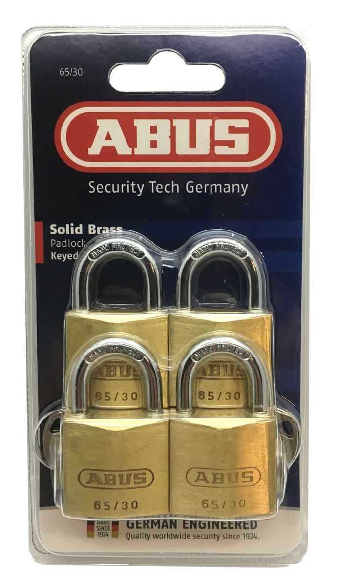 Abus 65 Padlock 30mm Keyed Alike 4 Pack Blister | Shop Today. Get it ...