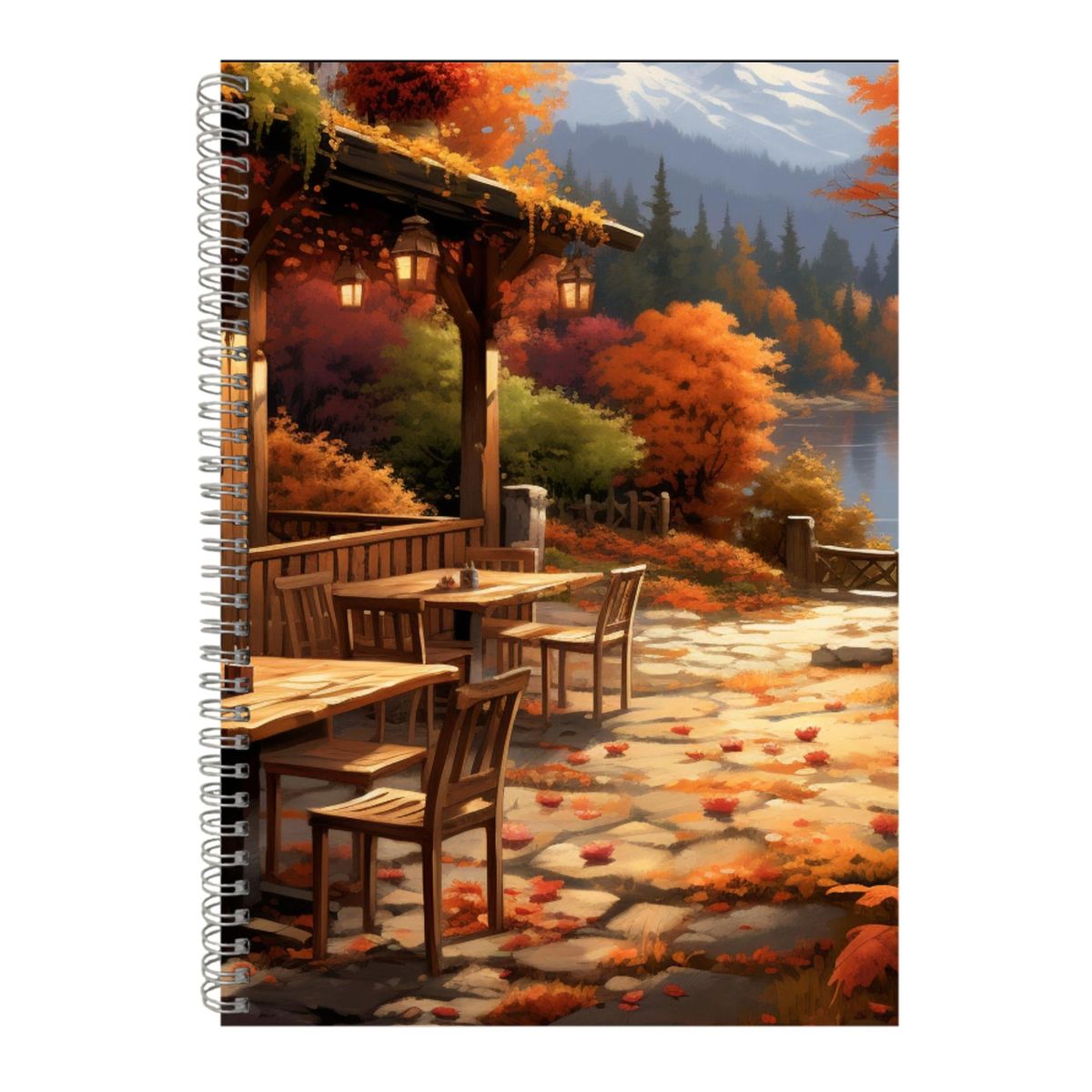 Lake A4 Notebook Spiral and Lined Trendy Cafe Graphic Notepad Present ...