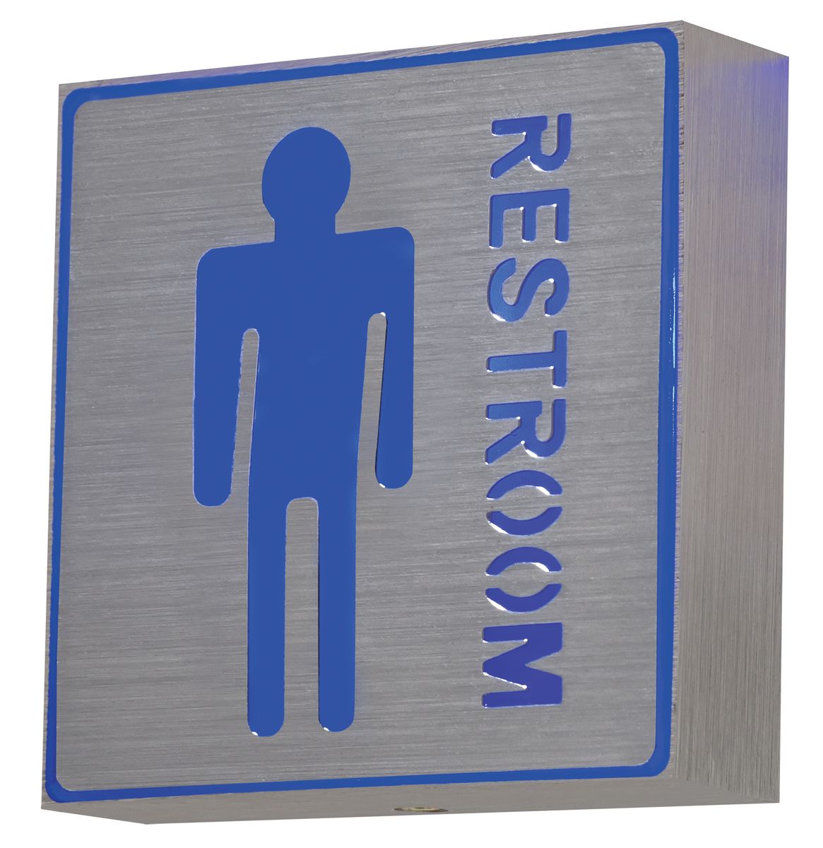 Blue Male Restroom Sign In Brushed Silver | Shop Today. Get it Tomorrow ...