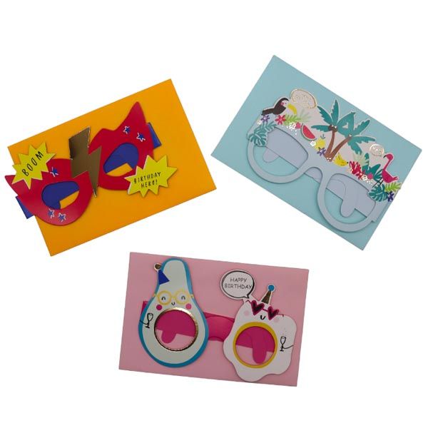 Set of 3 - Kids Photo Props Glasses Shape Cards With Envelopes - Set C ...