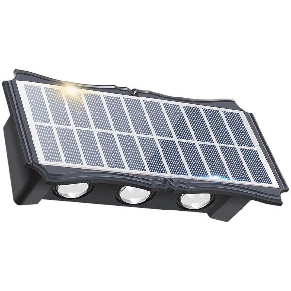 6 LED 21cm Solar Powered Wall Light With RGB Switchable Colours - Black ...