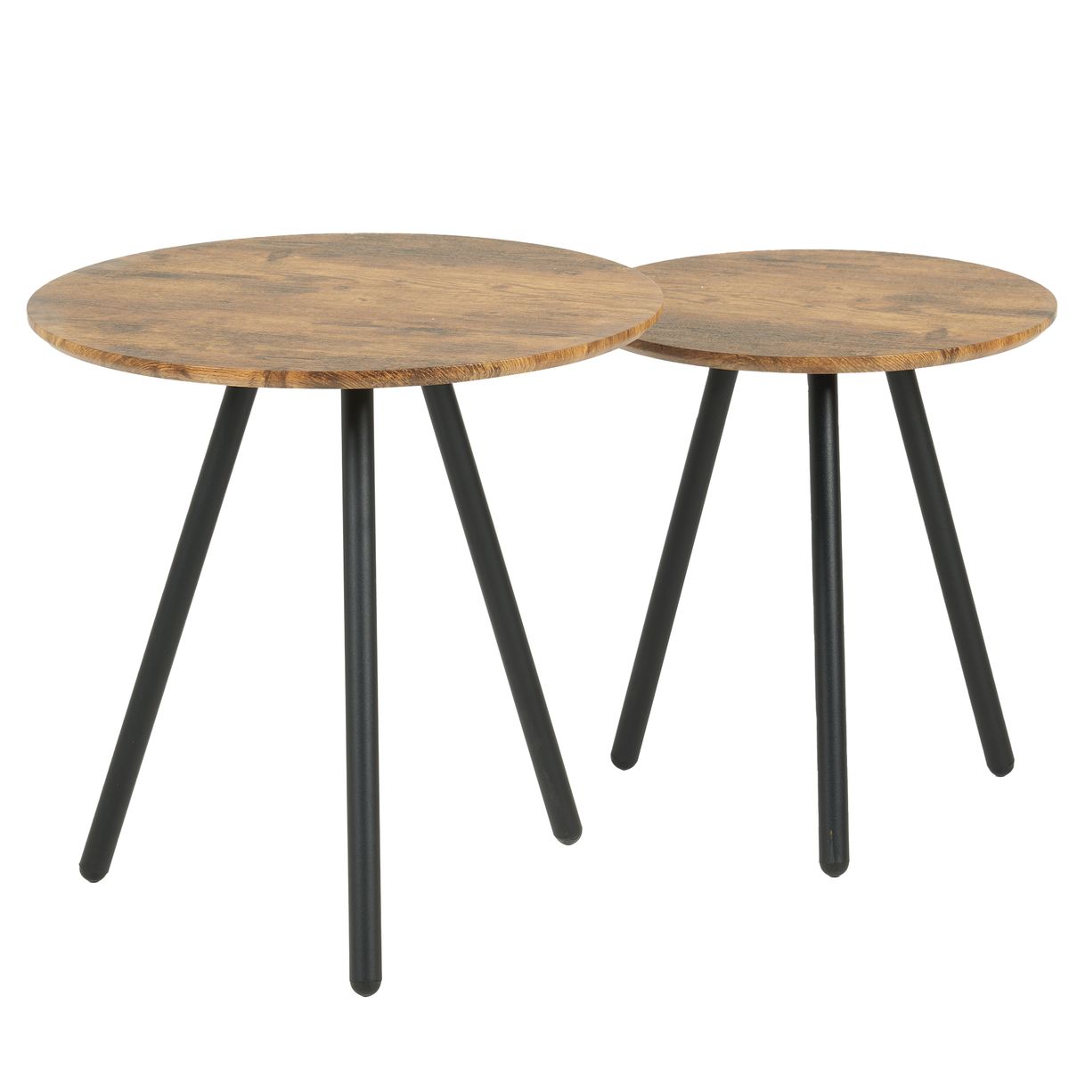Nesting Coffee Table Set of 2 Big Small Round Side Table End Tables ...