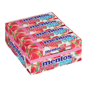 Mentos Incredible Chew Soft Sweet Candy Strawberry Flavour Sticks - 10 ...