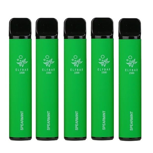 5 Pack - Elf Bar 1500 Puffs Disposable Vape - Spear Mint - 50mg | Shop ...