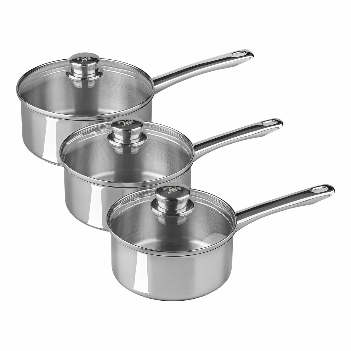 Tala Stainless Steel 3pc Cookware Set 16, 18 & 20cm with Glass Lids ...