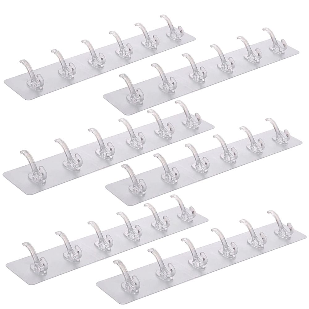 Home Self Adhesive Six Hook Wall Hanger Storage Hook Rack - Set of 6 ...