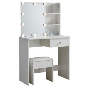 White Wooden Bedroom Dressing Table with Chair | Shop Today. Get it ...