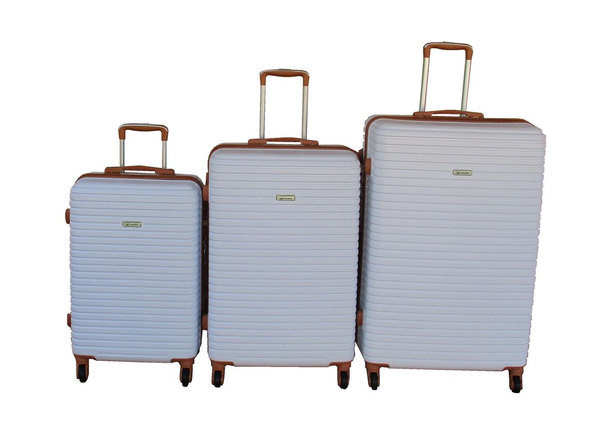 MOOISTAR 3PCS White ABS Luggage Set with Spinner Wheels&Telescoping ...