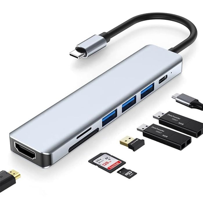 USB C Hub, 7 in 1 HDMI 4K - 1 SD Card - 1 TF Card - USB | Shop Today ...