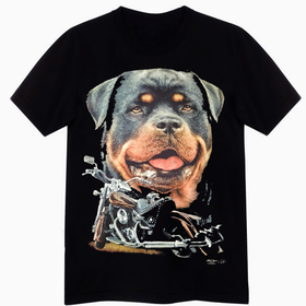 Rottweiler and Bike - Black T-Shirt - HD print - Glow in the dark ...