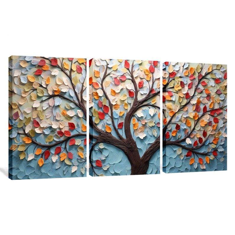 Abstract 3 Piece Tree and Leaf Canvas Print Wall Art Living Bedroom ...