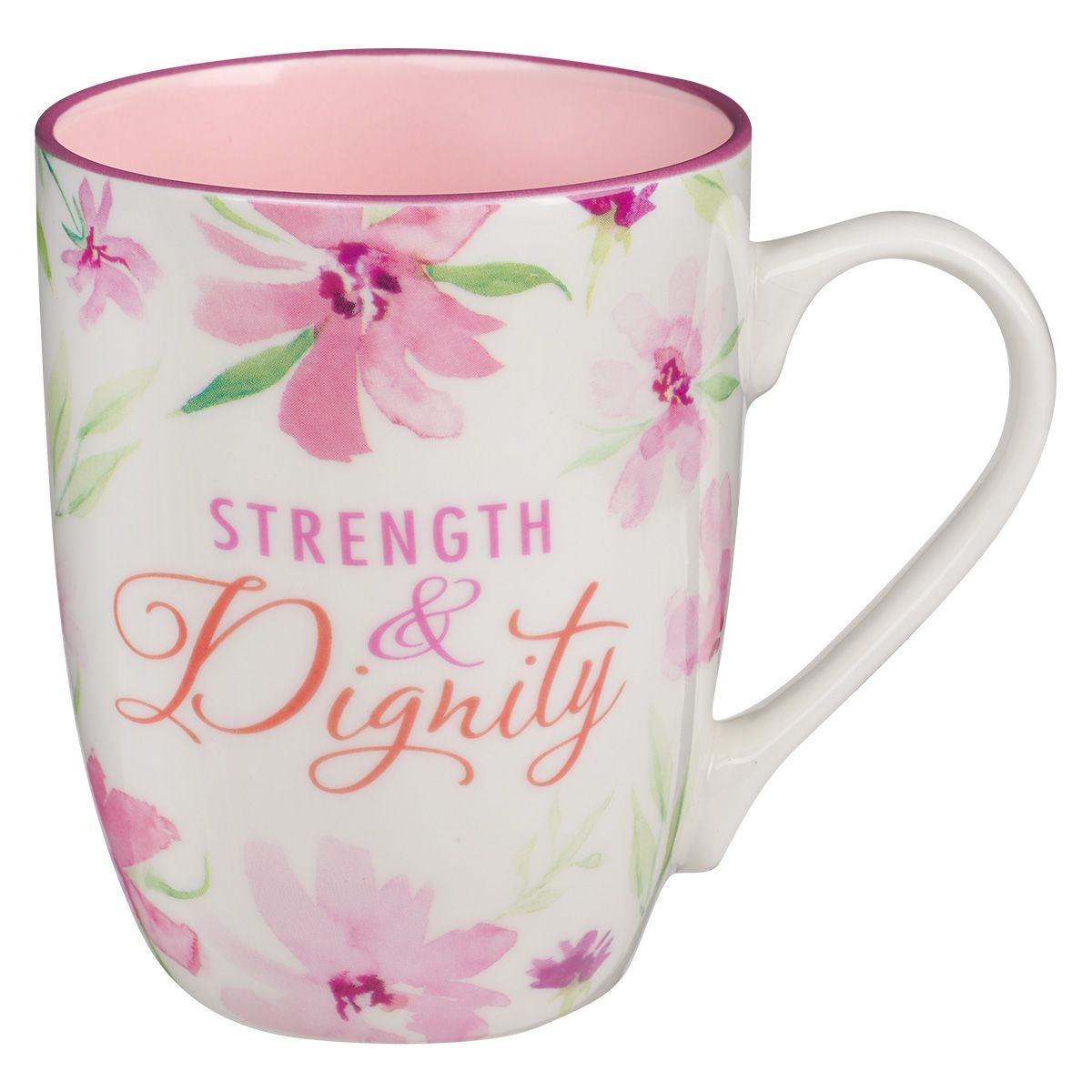 Mug - Strength And Dignity, Floral with Pink Interior | Shop Today. Get ...