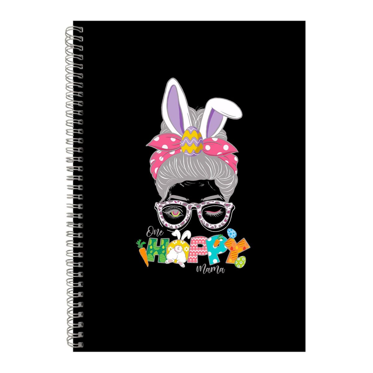 Messy bun A4 Notebook Spiral with Trendy Easter Graphic Words Present ...