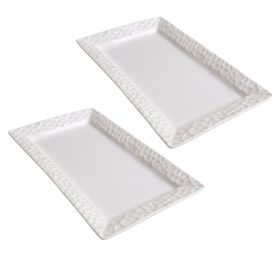 Rectangular White Embossed Platter 25x15.5cm - 2 Piece | Shop Today ...