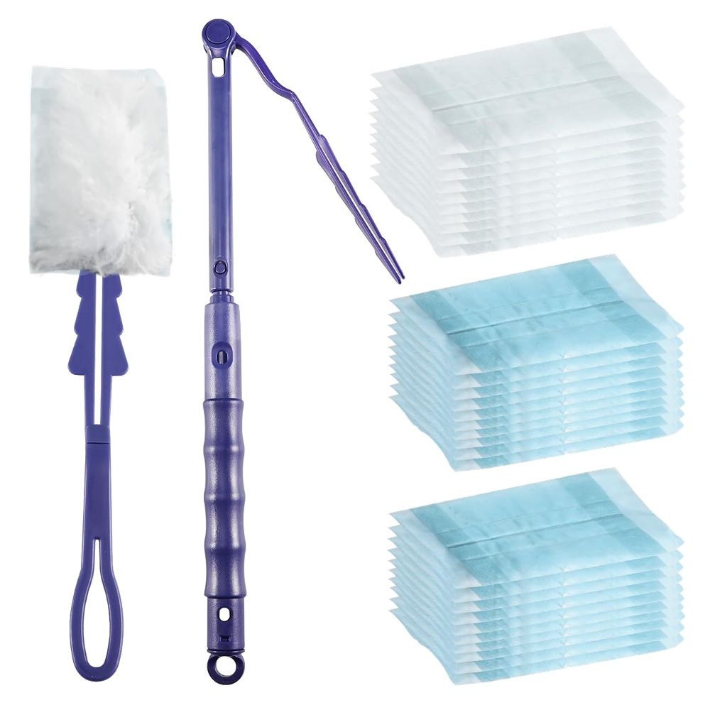 Home Reusable Short Handle Hand Duster With 40 Duster Refills Set - 25 ...