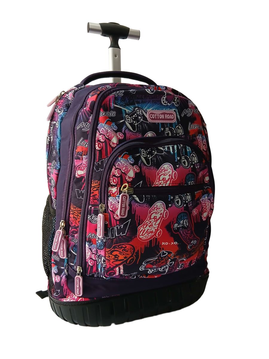 Trolley School Backpack With 2 Wheels - Large Multi-Compartment Rolling ...