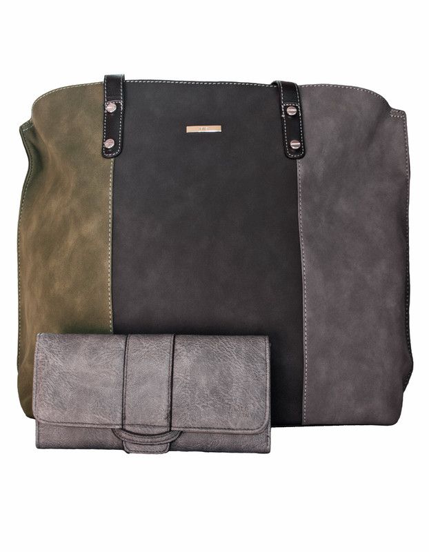 Fino G-8213+6002-765 Faux Suede Leather Tote Bag & Purse Set | Shop ...
