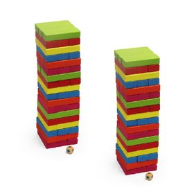 Wooden Tumbling Tower Stacking Game (Set of 2) Multi Colour | Shop ...
