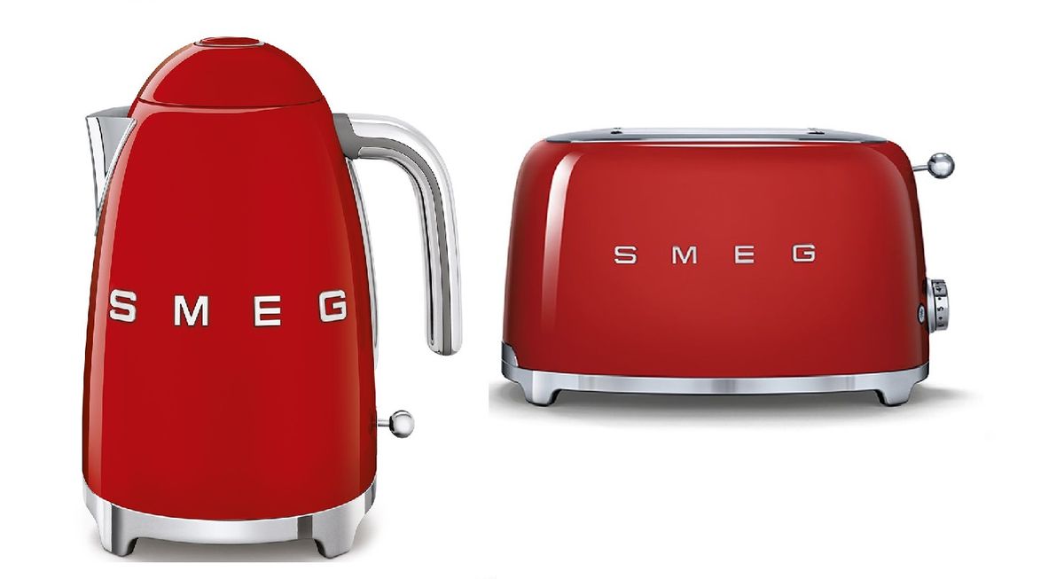 Smeg KLF03RDSA Retro 1.7 L Kettle + TSF01RDSA Retro 2 Slice Toaster ...