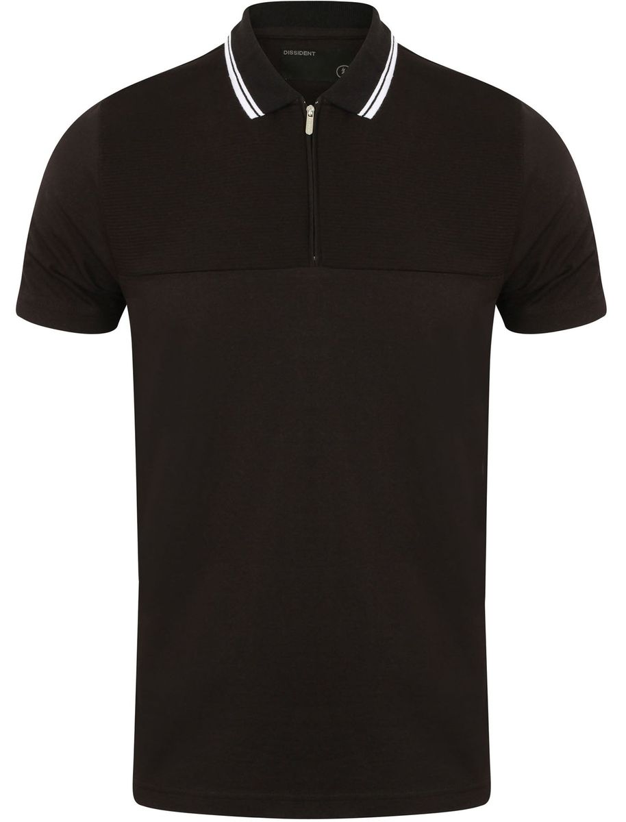 Tokyo Laundry Men's - Henstridge Zip Up Jersey Polo Shirt in Black ...