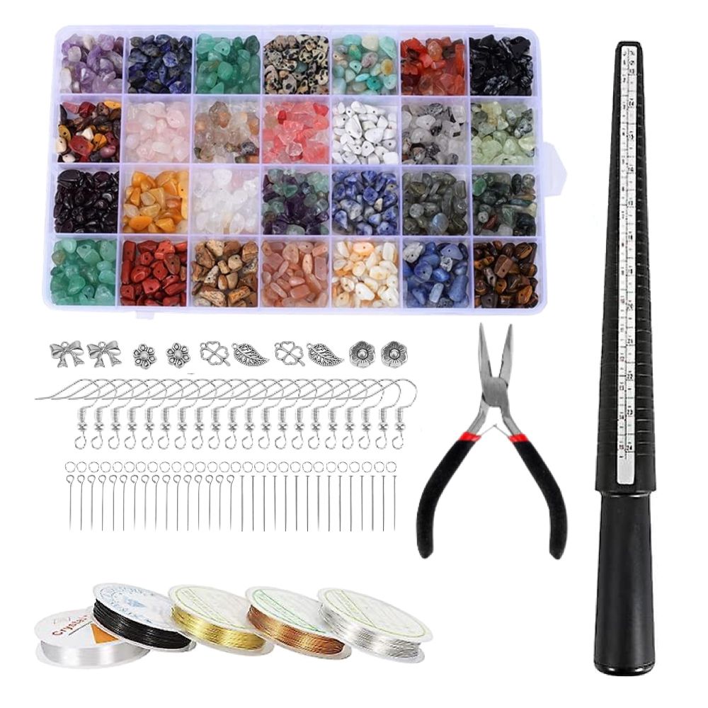 Craft DIY 28 Grid Natural Crystal Gemstone Jewellery Beads Making Kit ...