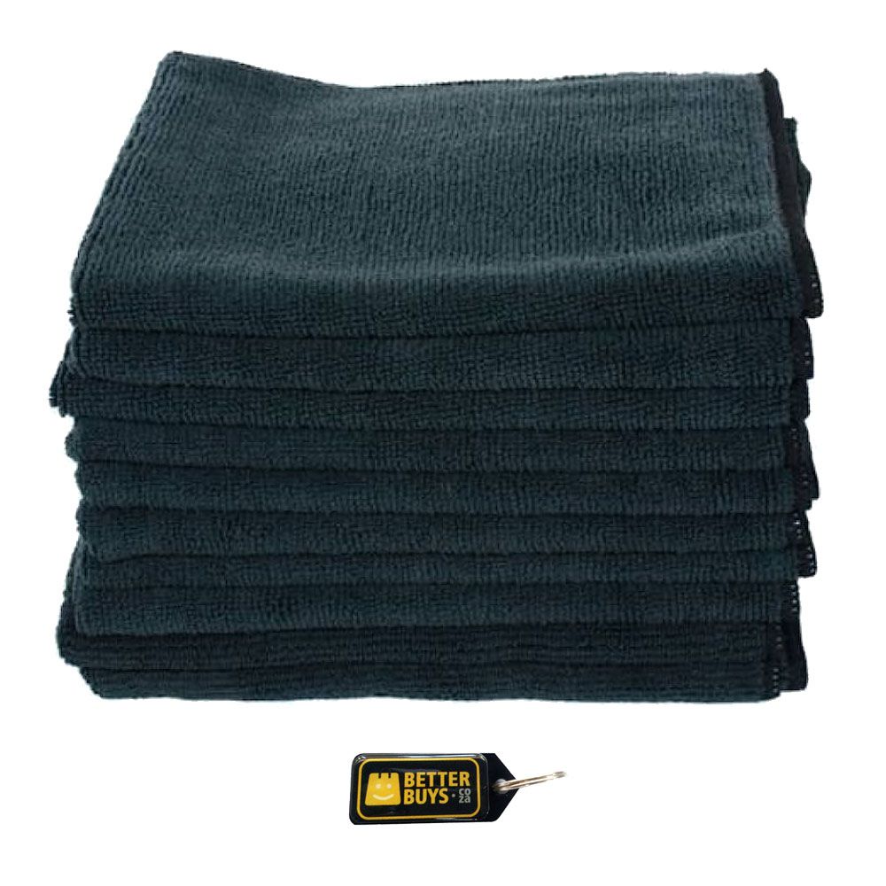 Multi-Purpose Microfibre Cleaning Cloth - 200gsm - 10 Pack -Black ...