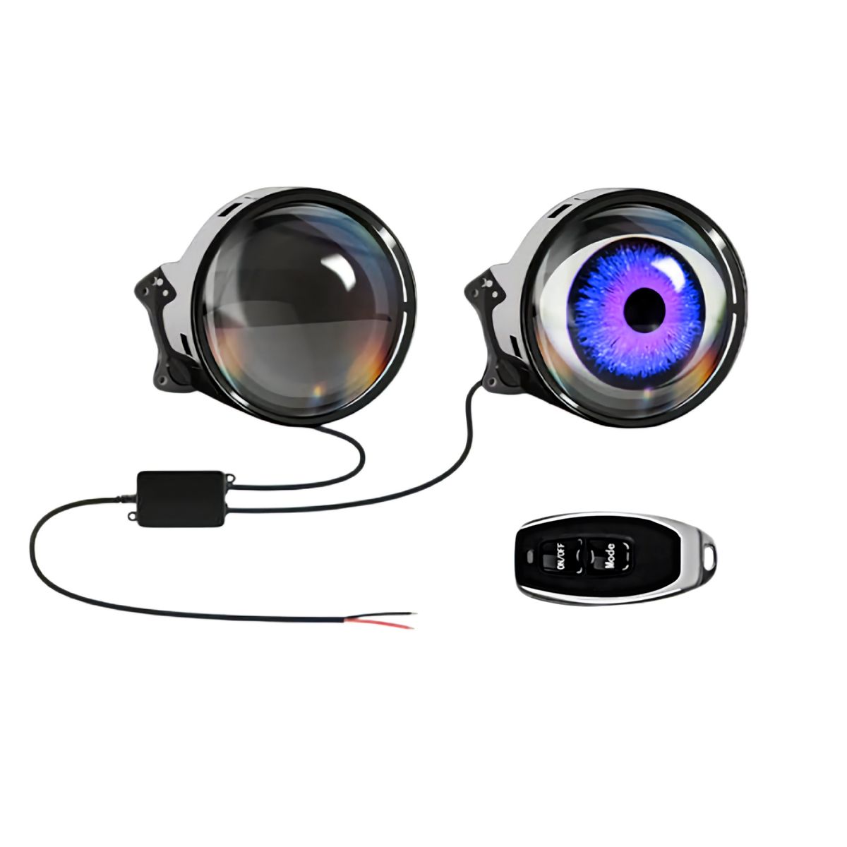 12v Universal 3" Phantom Devil Eye Optic Led Fog Light Bulbs & Control ...