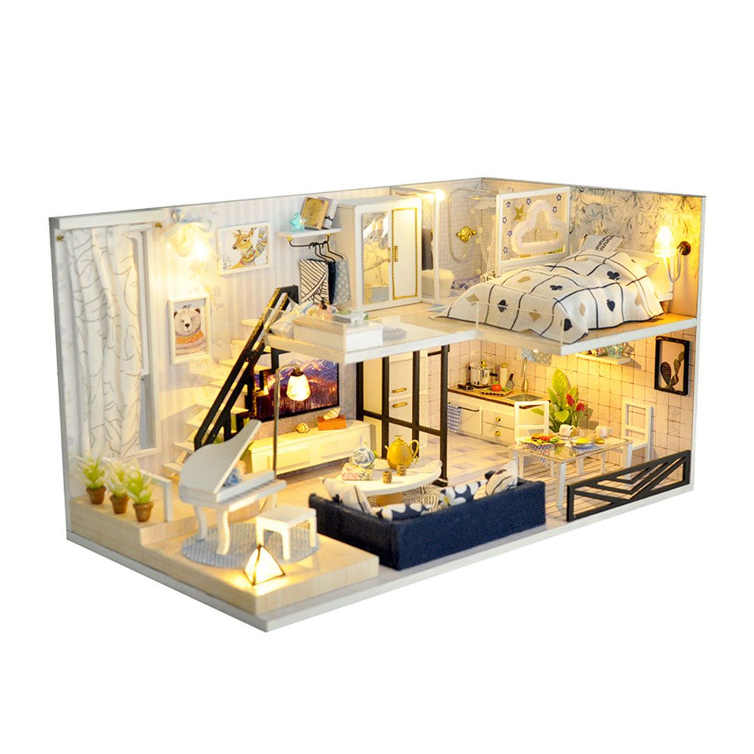 DIY Miniature House Kit Doll House LED lighting Dollhouse for Kids ...