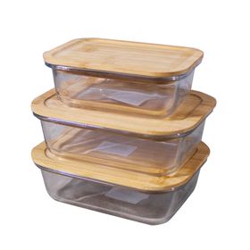 LMA 3 Piece Rectangular Glass/Bamboo Lid Container Set | Shop Today ...