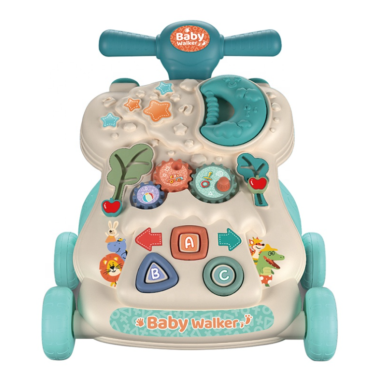 077020 Sliding Baby Walker with Music, Anti-Roll Wheels & Play Features ...