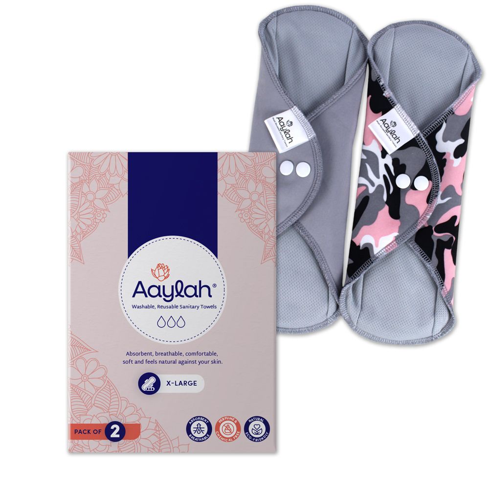 Aaylah - Reusable Antibacterial Sanitary Cloth Pads - 2 XLarge Pads ...