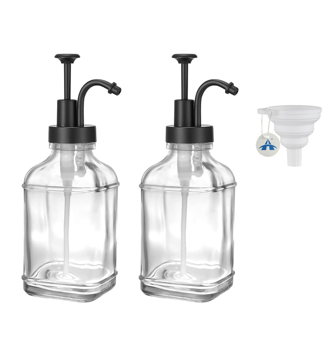ALANES 2 Pack Glass Syrup Pump Dispenser Set for Coffee Bar Syrups ...