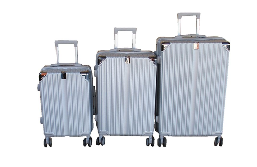 Silver 3-Piece Luggage Set-ABS Hardside Suitcases with 360 Spinner ...