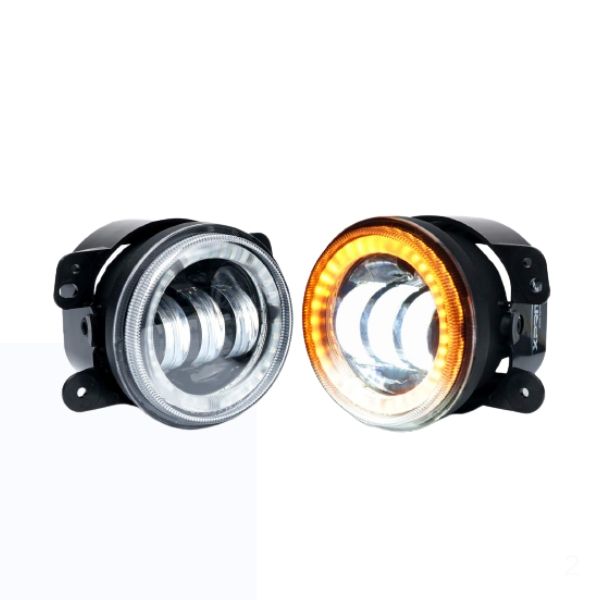 Angel Eye White Amber Fog Light Set with LED Main Beam Universal Jeep ...