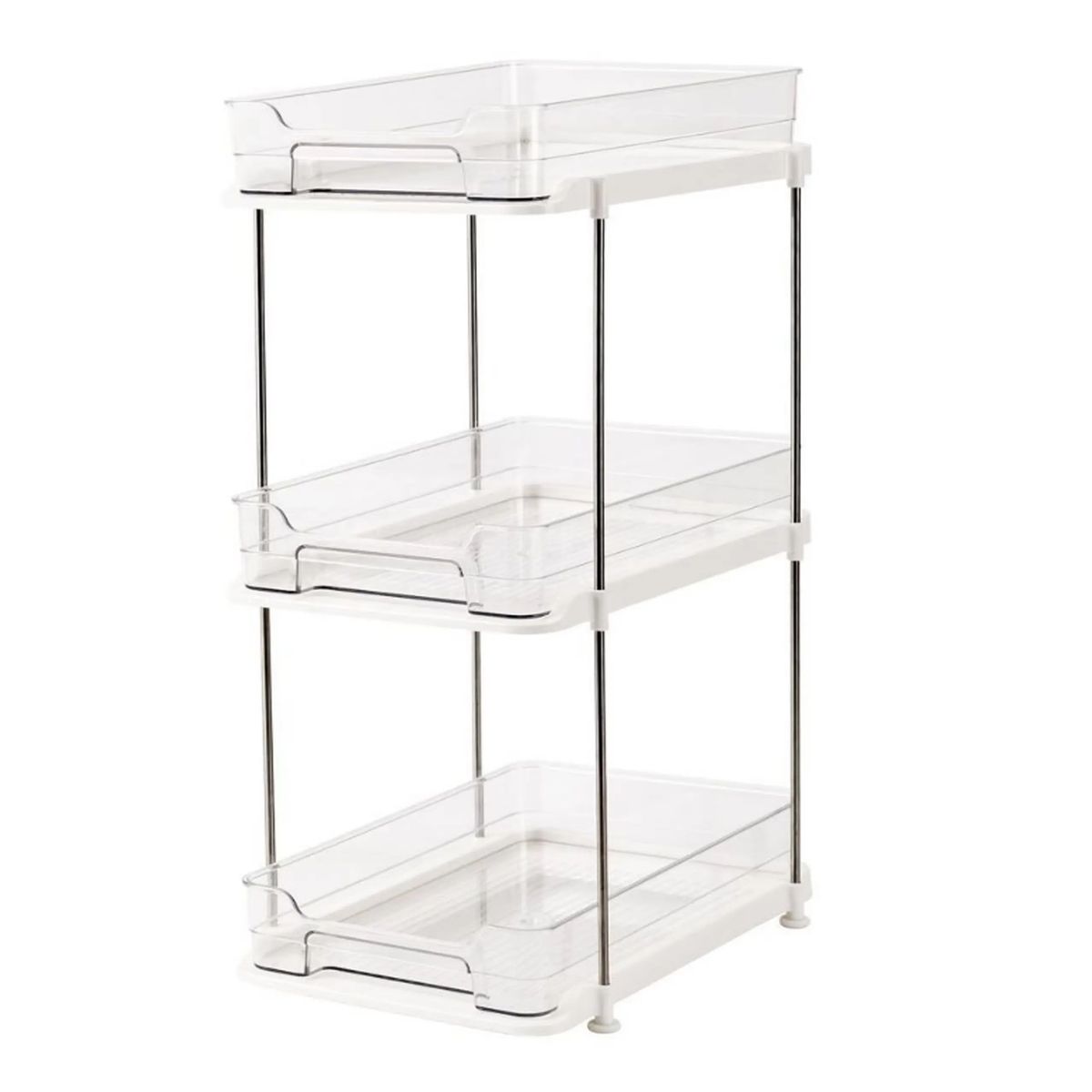 3-Tier Stackable Under Sink Slide-Out Acrylic Storage Shelves Organizer ...