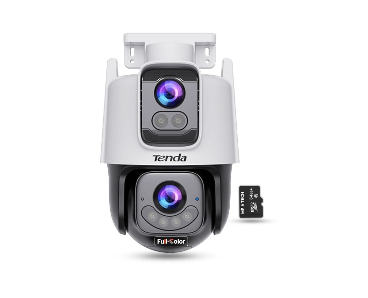 Tenda 6MP Dual-Lens Linkage ( Full-Color ) Wi-Fi Camera + 64GB MicroSD ...
