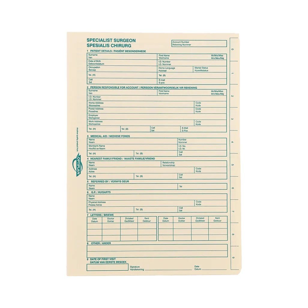 OPTIPLAN 710 Specialist Surgeon Numeric File A4 (Pack of 100) | Shop ...