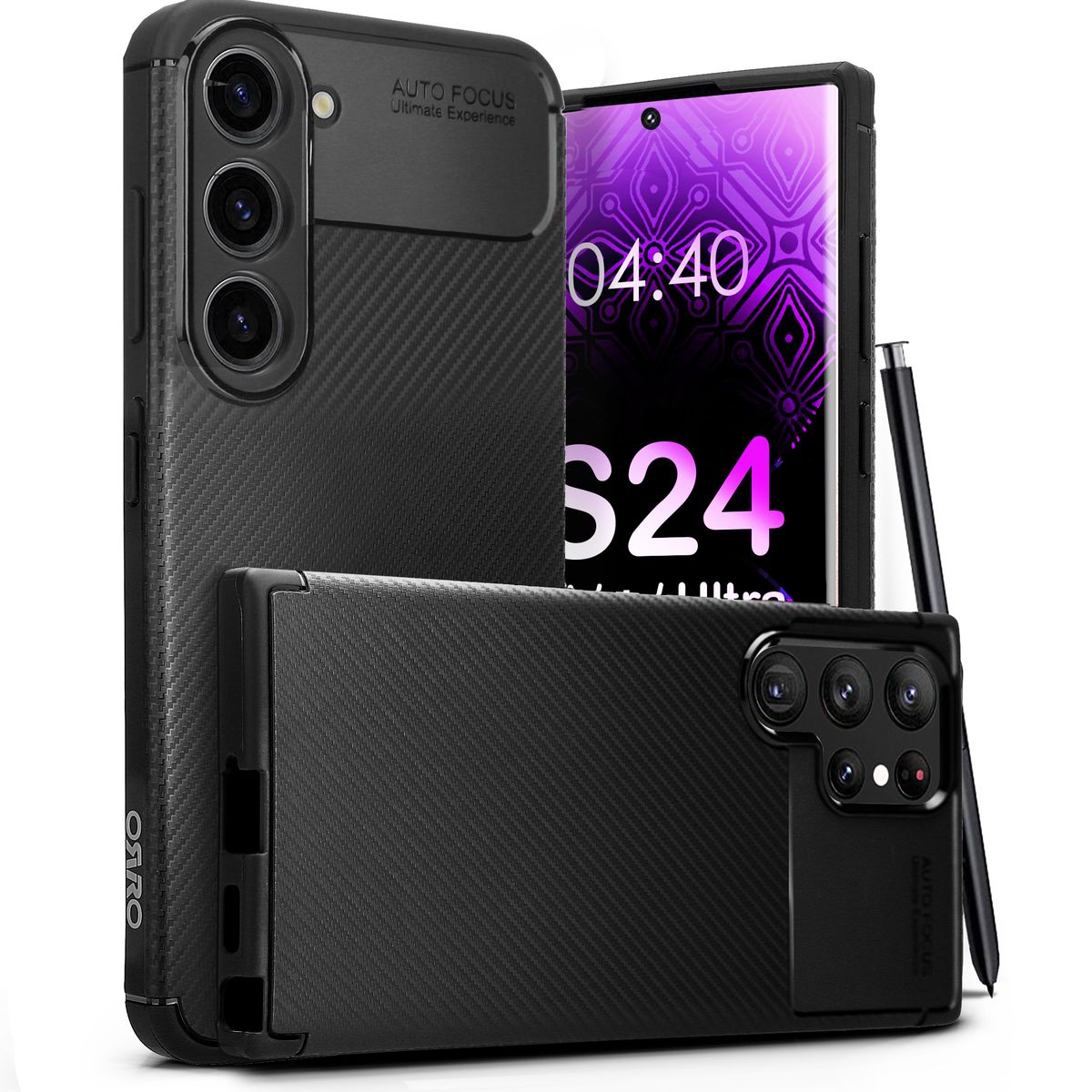 ORRO Samsung S24/+/Ultra Series Case Slim Black Carbon Fibre Back ...