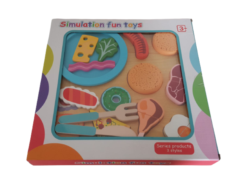 Kids Pretend Play Mini Simulation Wooden Magnetic Meat Cutting Toy Set ...