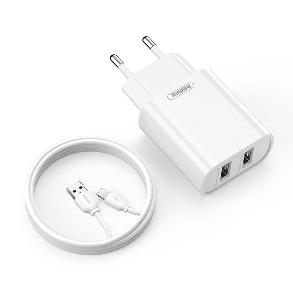 Remax Dual USB Wall Charger with Lightning Charging Cable for iPhone ...