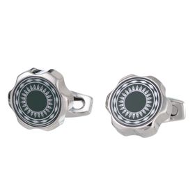 TECH TEN Round Green Enamel Cufflinks with Travel Gift Box - Ready to ...