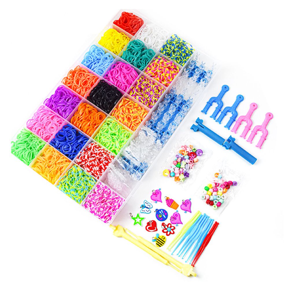 Art & Craft Rubber Elastic Loom Bands Crochet Knitting Kits 6800Pcs ...