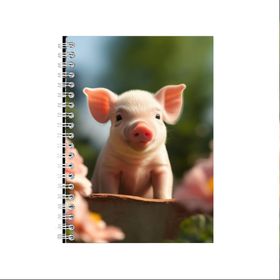 Pig A5 Notebook Pad with Lines for Work Trendy Animals Graphic Present ...