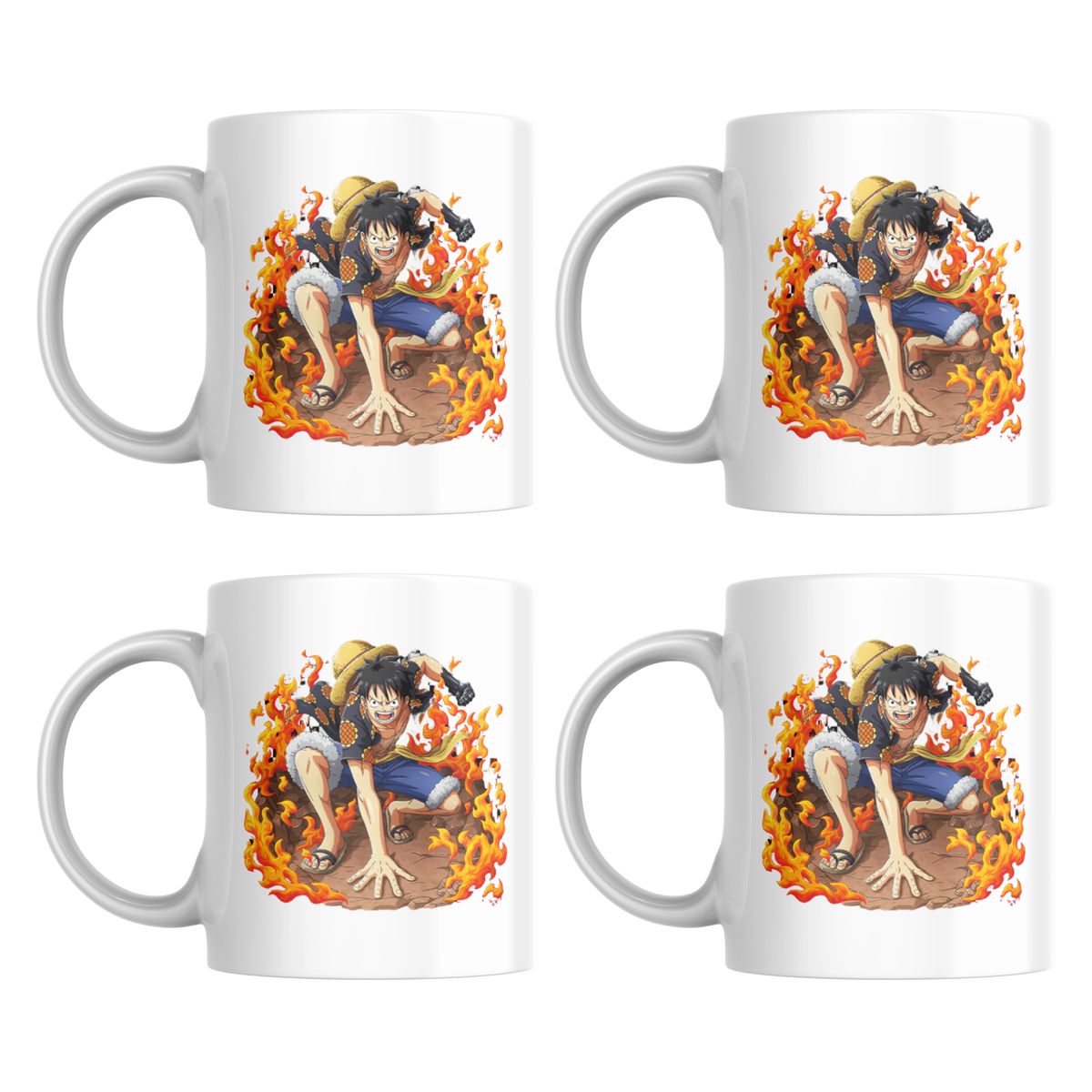 One Piece Fire Ground Luffy Mugs - Set of 4 | Shop Today. Get it ...