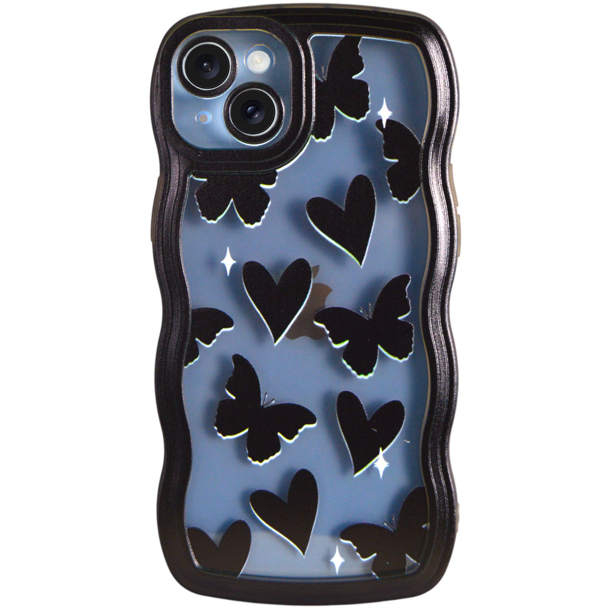 Black Wavy Edge - Phone Case with Black Butterfly & Pro Cam - Iphone 15 ...